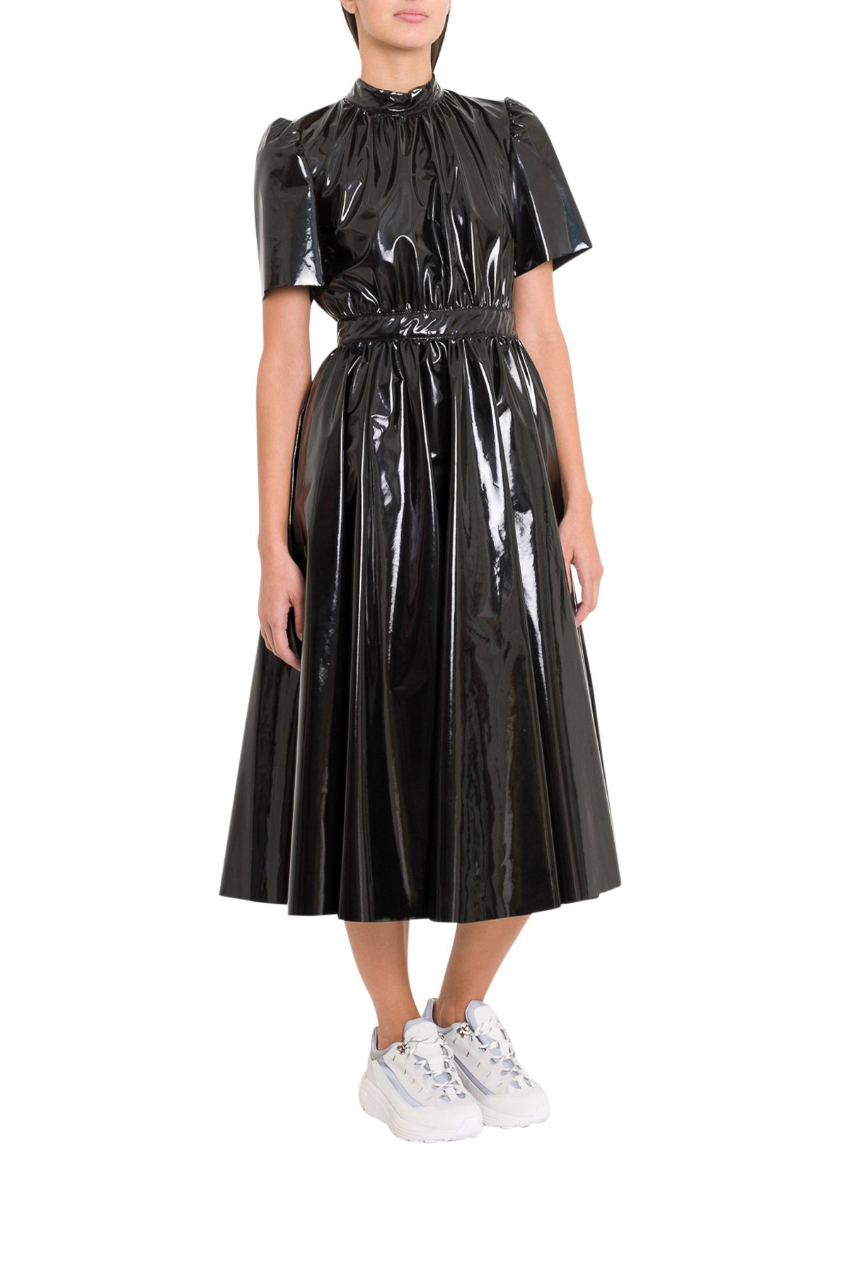 Msgm Vinyl Midi Dress In Nero | ModeSens