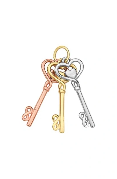 Best Silver 14k Gold Tri-tone Infinity Heart Skeleton Key Pendant In ...