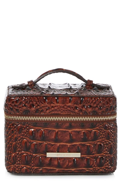 Brahmin Small Charmaine Croc Embossed Leather Train Case In Pecan ...