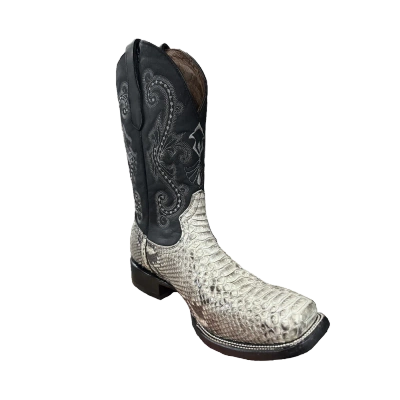 Pre-owned Corral Circle By Men's Natural Black Python Square Toe Boots ...