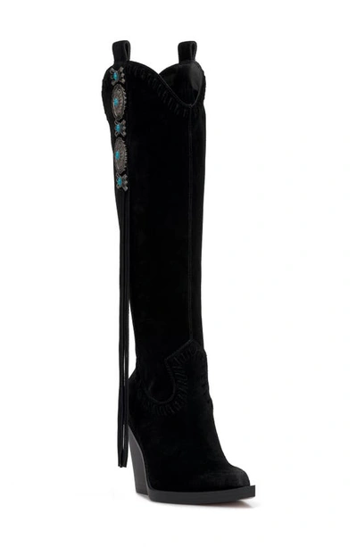 Jessica Simpson Lisabeth Western Boot In Black Suede | ModeSens