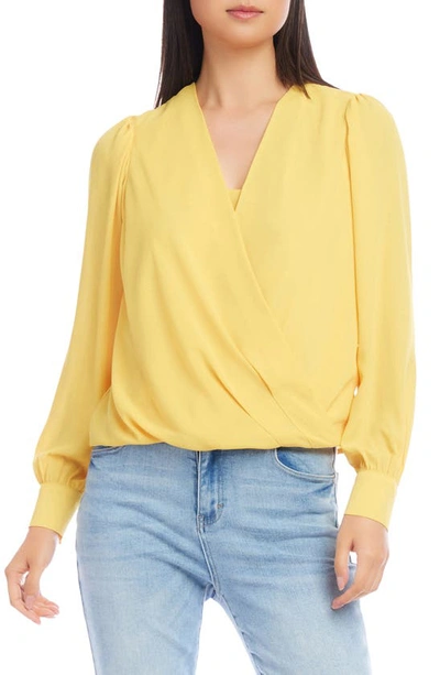 Karen Kane Layered Faux Wrap Top In Yellow | ModeSens
