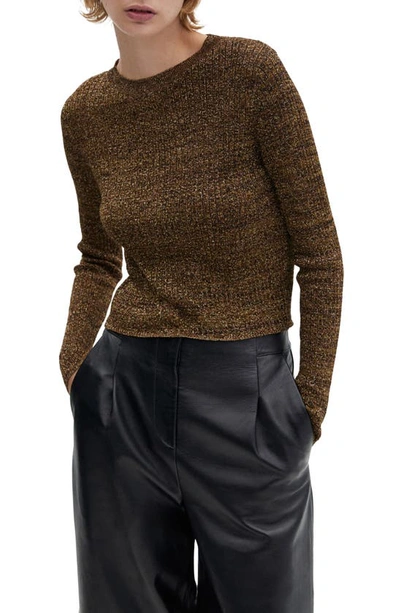 Mango Metallic Rib Sweater In Ochre | ModeSens