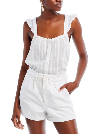 Paige Womens Button-down Lace Trim Tank Top In White | ModeSens