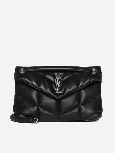 Saint Laurent Puffer Small Ysl Logo Quilted Leather Bag In Black | ModeSens