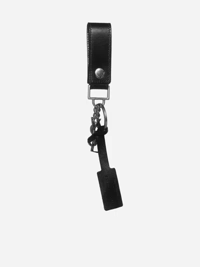 Saint Laurent Ysl Logo Leather Keychain In Black | ModeSens