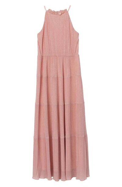 Speechless Kids' Metallic Tiered Maxi Dress In Peach | ModeSens