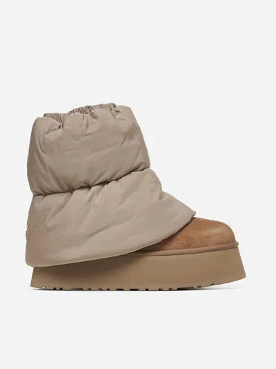 Ugg Classic Mini Dipper Puffer Suede Ankle Boots In Chestnut,beige ...