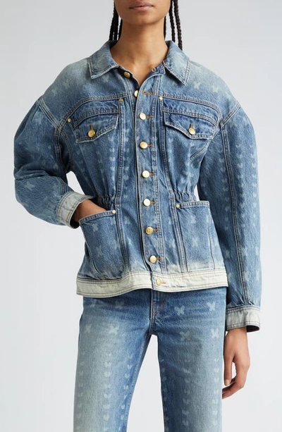Ulla Johnson Odette Puff Sleeve Denim Jacket In Etched Arashi Wash ...